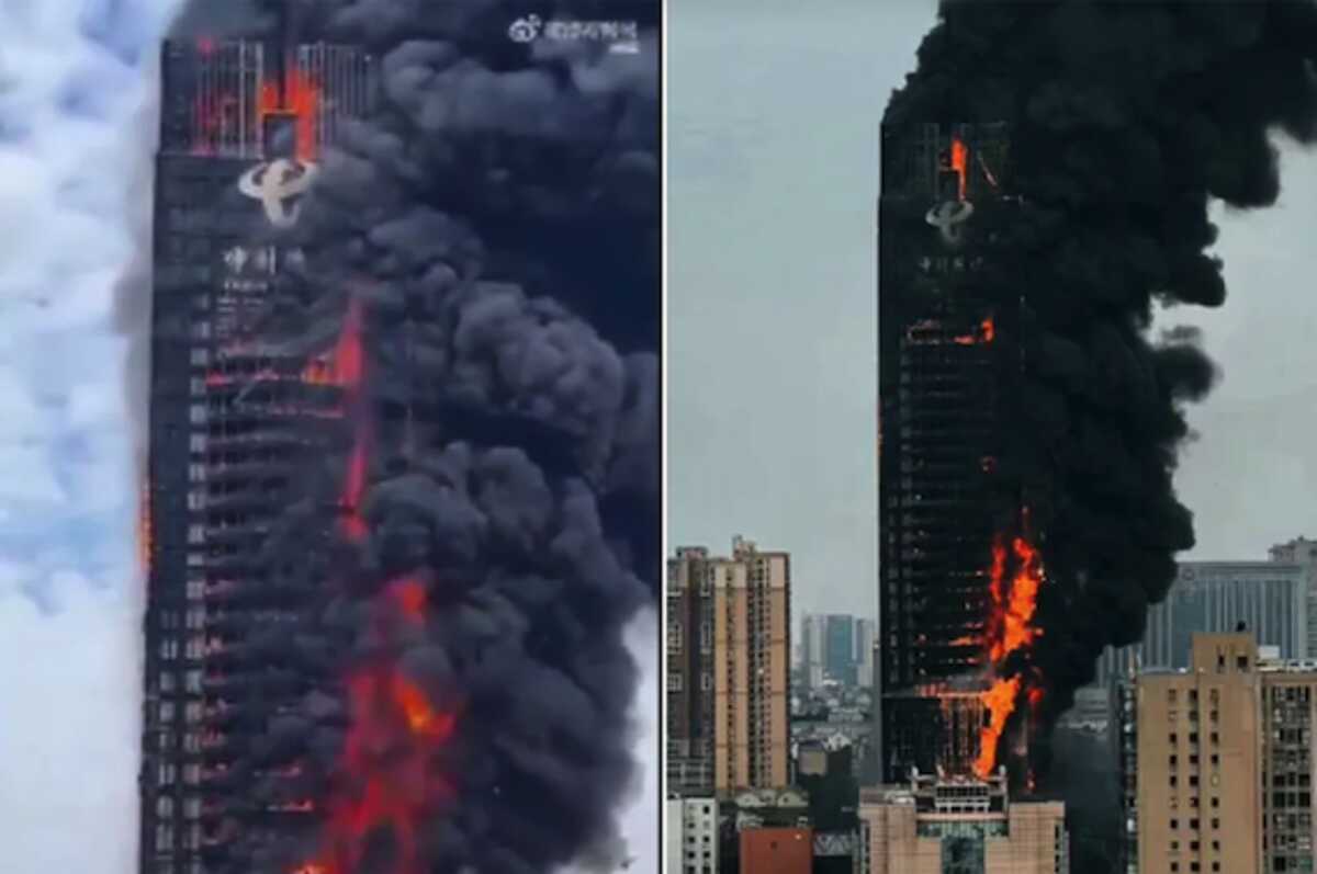 Incêndio atinge prédio de 218 metros na China; assista - Gazeta de São ...