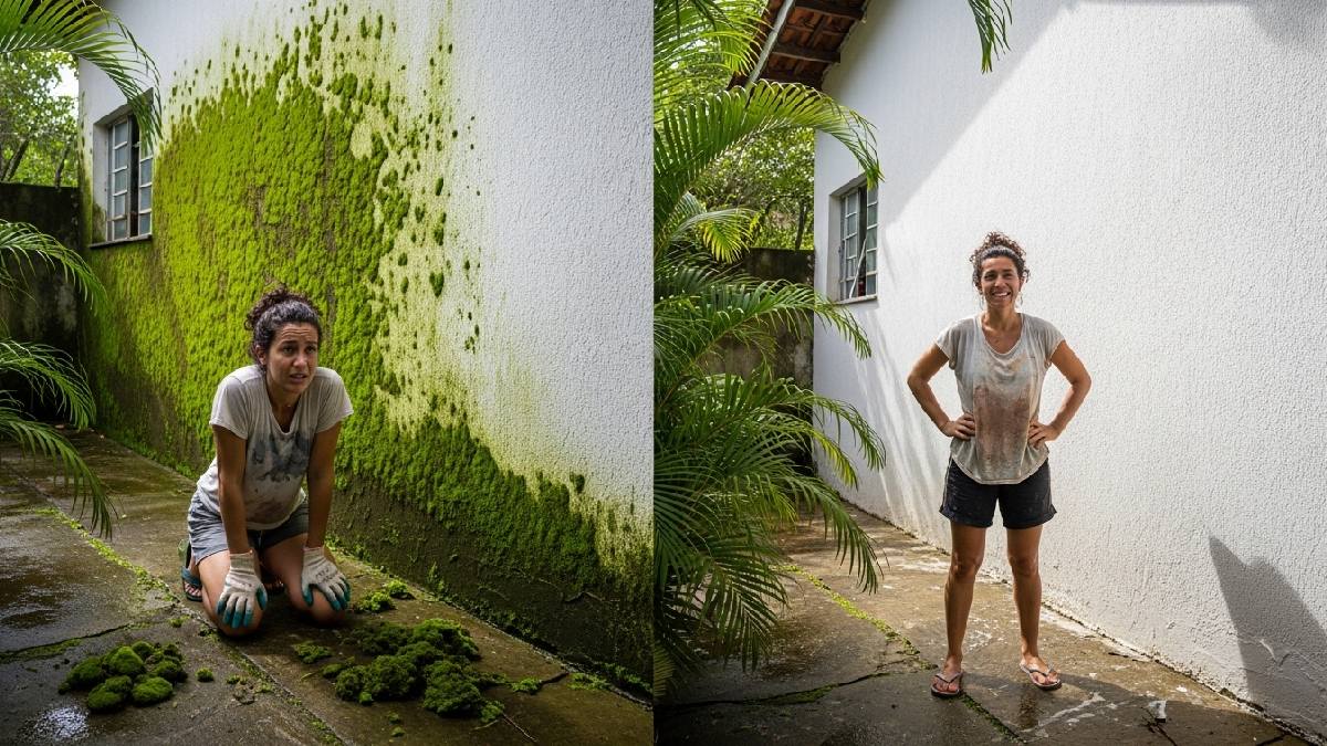 Nem água sanitária, nem bicarbonato: como eliminar o musgo do seu muro ...